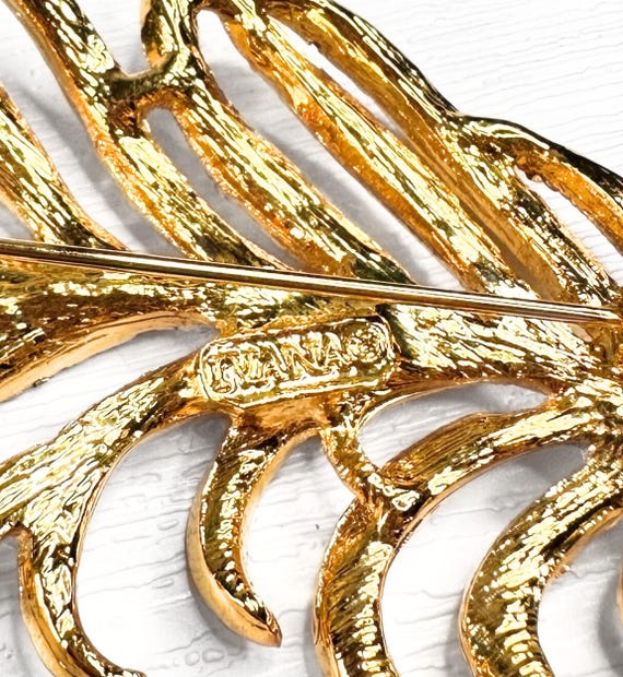 RARE Vintage Ivana Trump Gold Peacock Feather Brooch,… - Gem