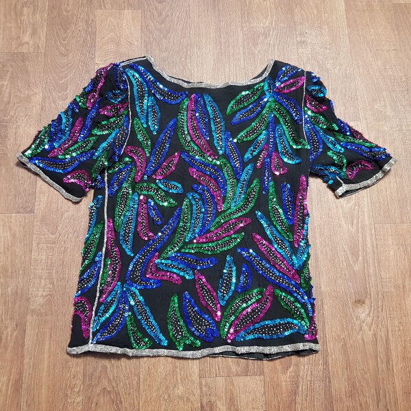 Rainbow Sequin Top - Etsy