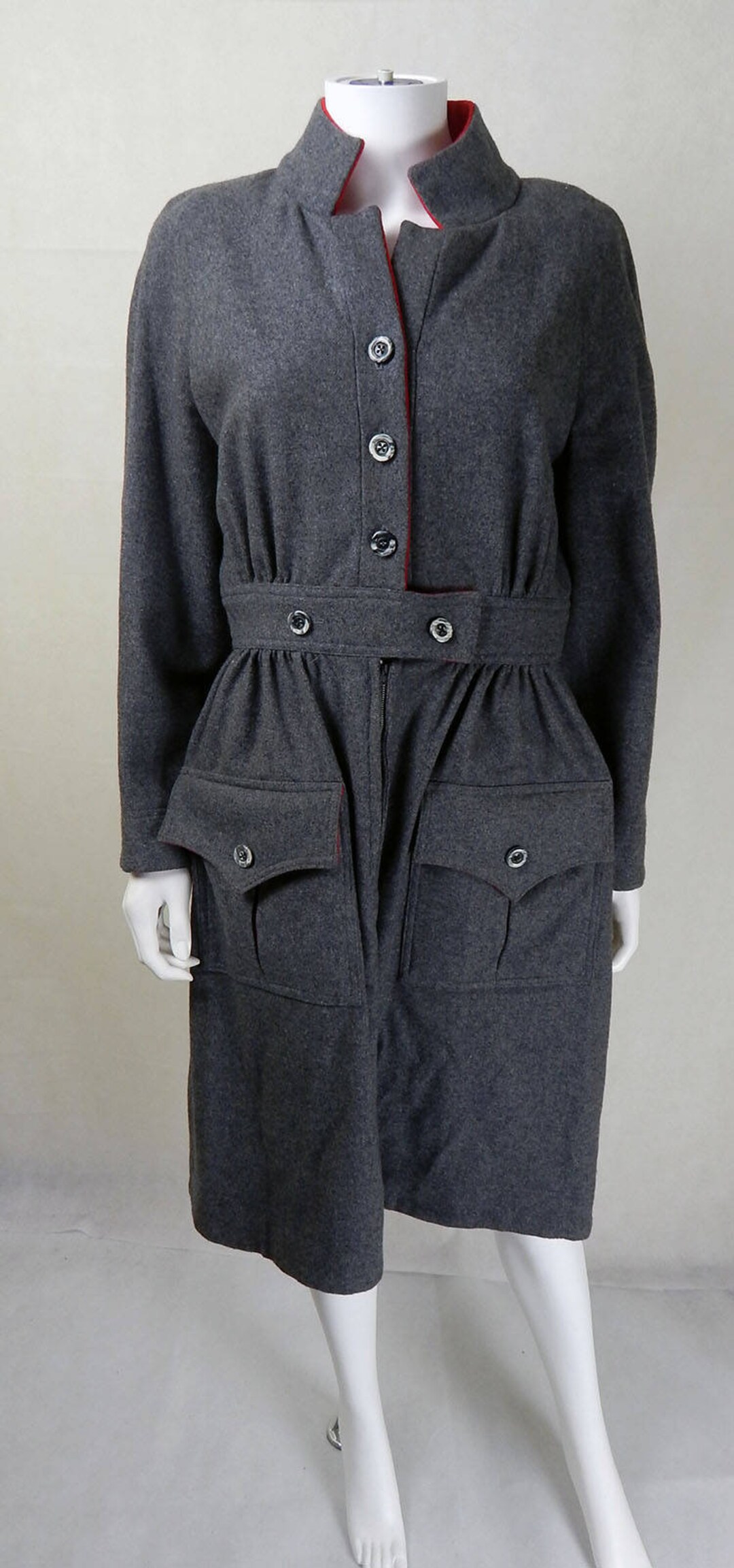 Jean Varon Vintage Dress 1970s Grey Wool Jean Varon Dress UK Size 12 ...