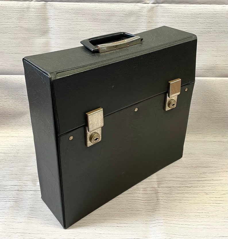 Vintage Record Case 1970s Vintage Black Vinyl 12 Record Case, Vintage ...