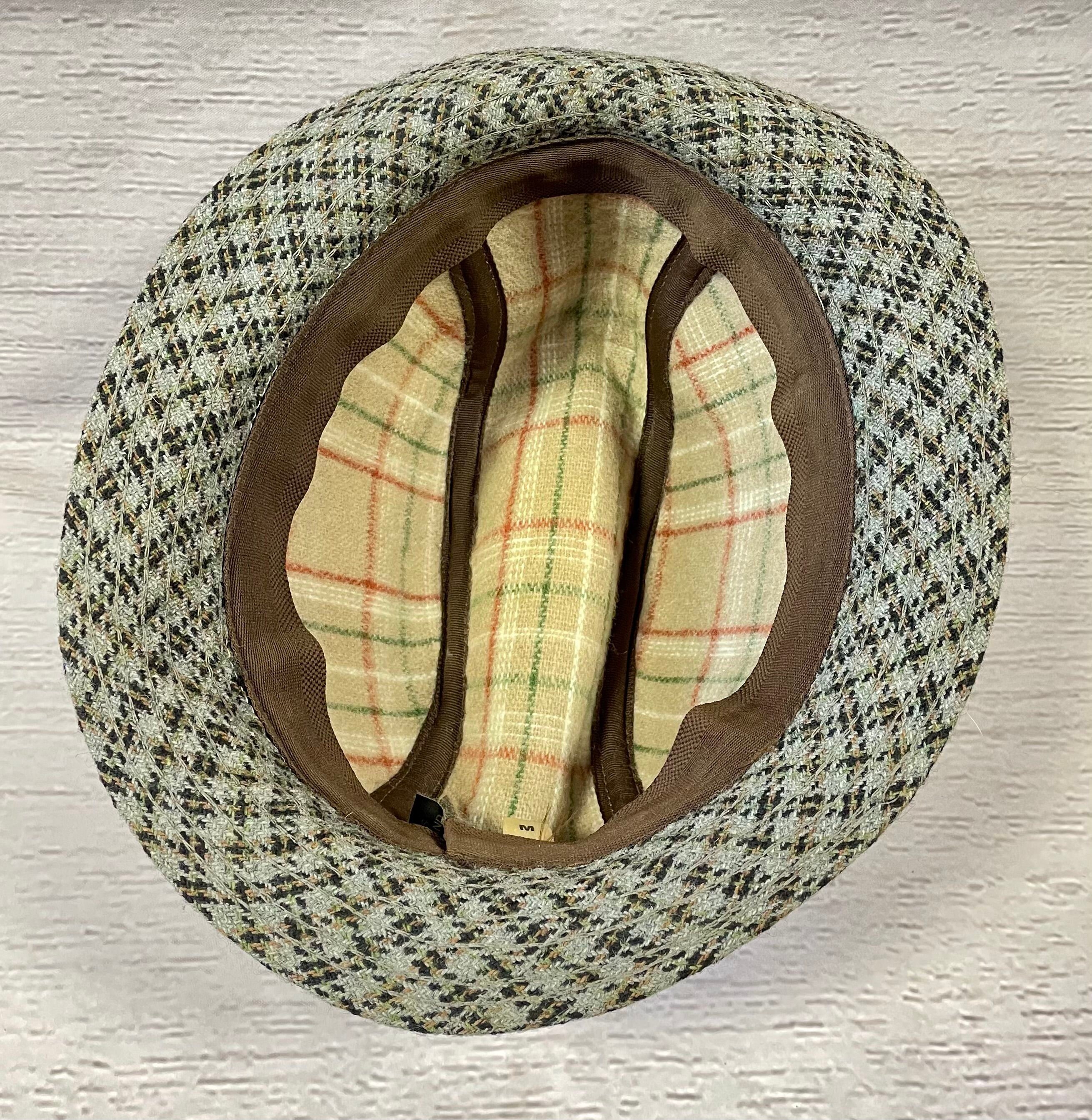 Vintage Trilby Hat Mens Vintage Grey Checked Trilby Hat, Mens Hat ...