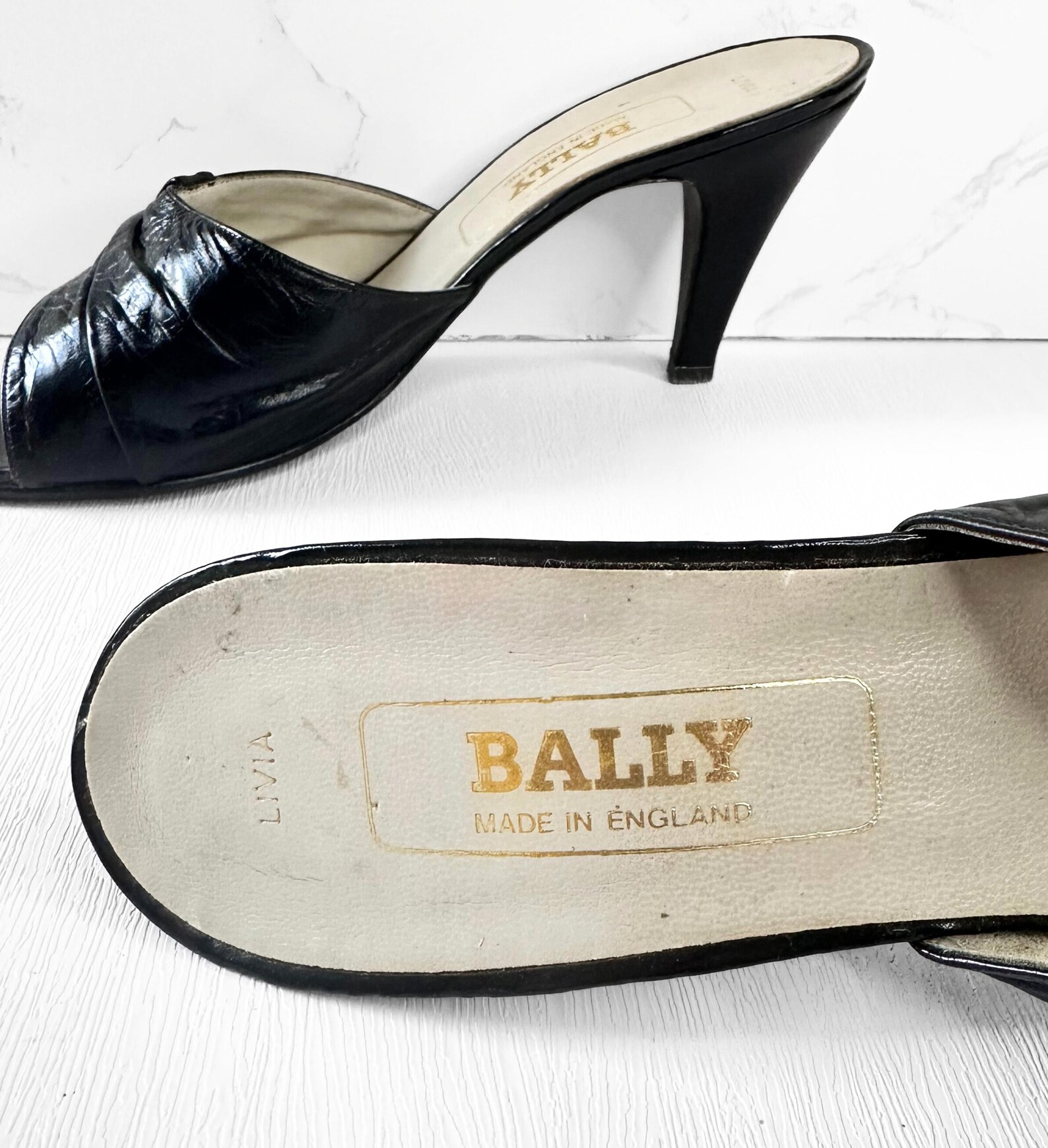Vintage Bally Leather Mules: 1970s Black Heels, Made in England - Etsy