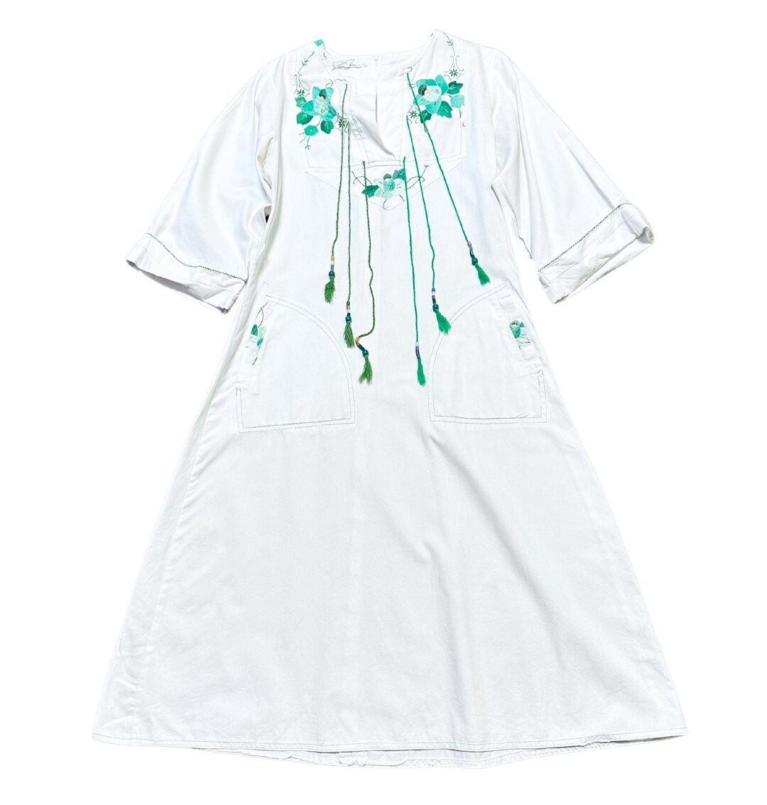 Louis Caring Dress | 1970s Vintage Louis Caring White Boho Tunic Dress ...