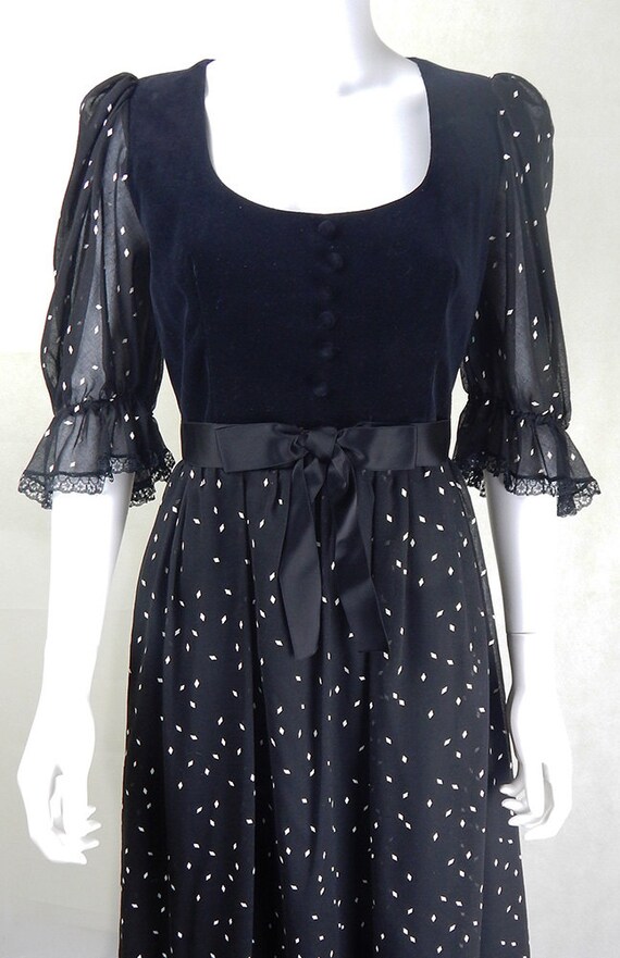 70s Jean Allen Black Velvet Maxi | Designer Vintage |… - Gem