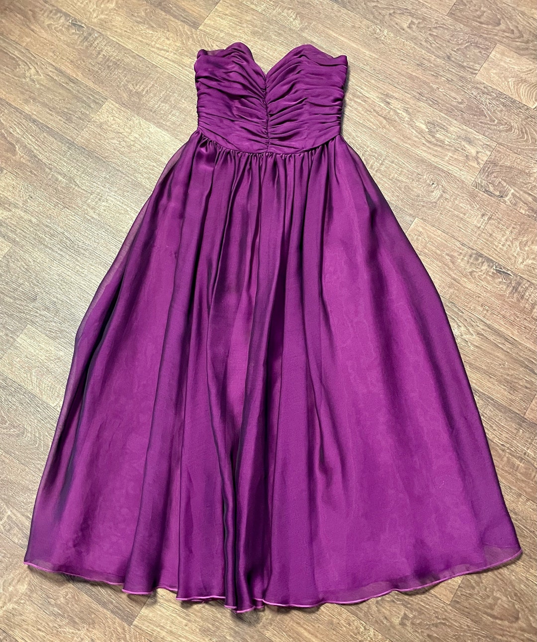 1970s Jean Allen Purple Prom Dress: Vintage Strapless Midi - Size 6/8 ...