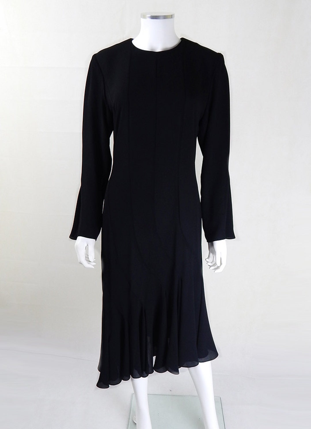 Vintage Dress | Designer Vintage 1980s Black Frank Usher Dress UK Size ...