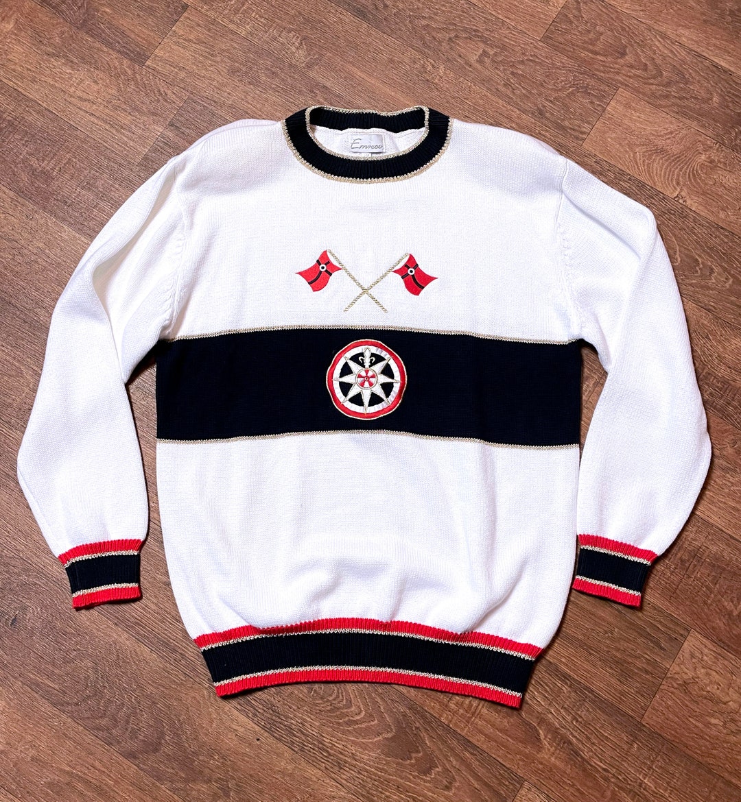 Vintage Clothing Original1980s Vintage White Nautical Jumper Size 18 ...