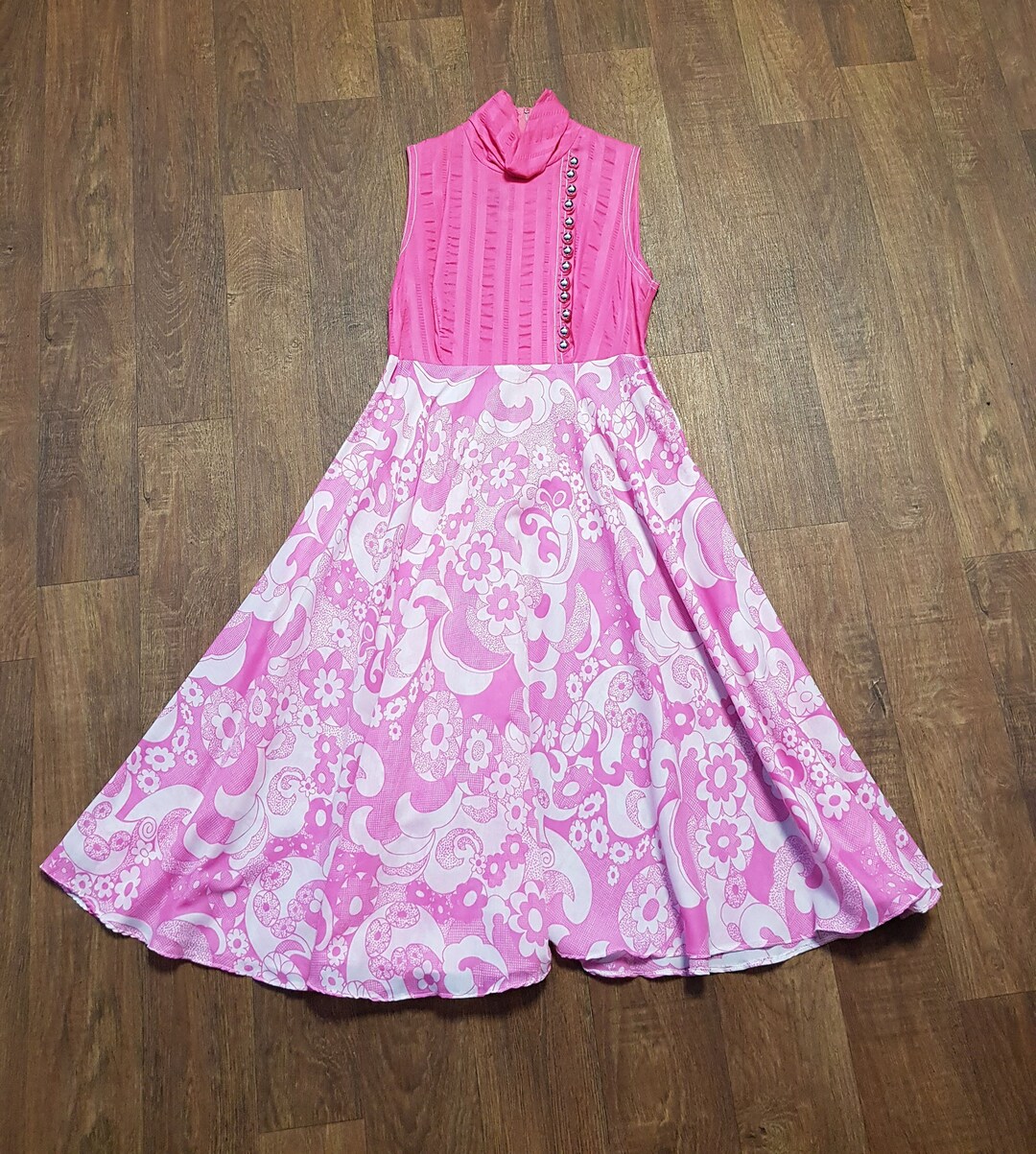 Jean Varon Vintage Dress Vintage 60s Jean Varon Pink Floral Dress UK ...
