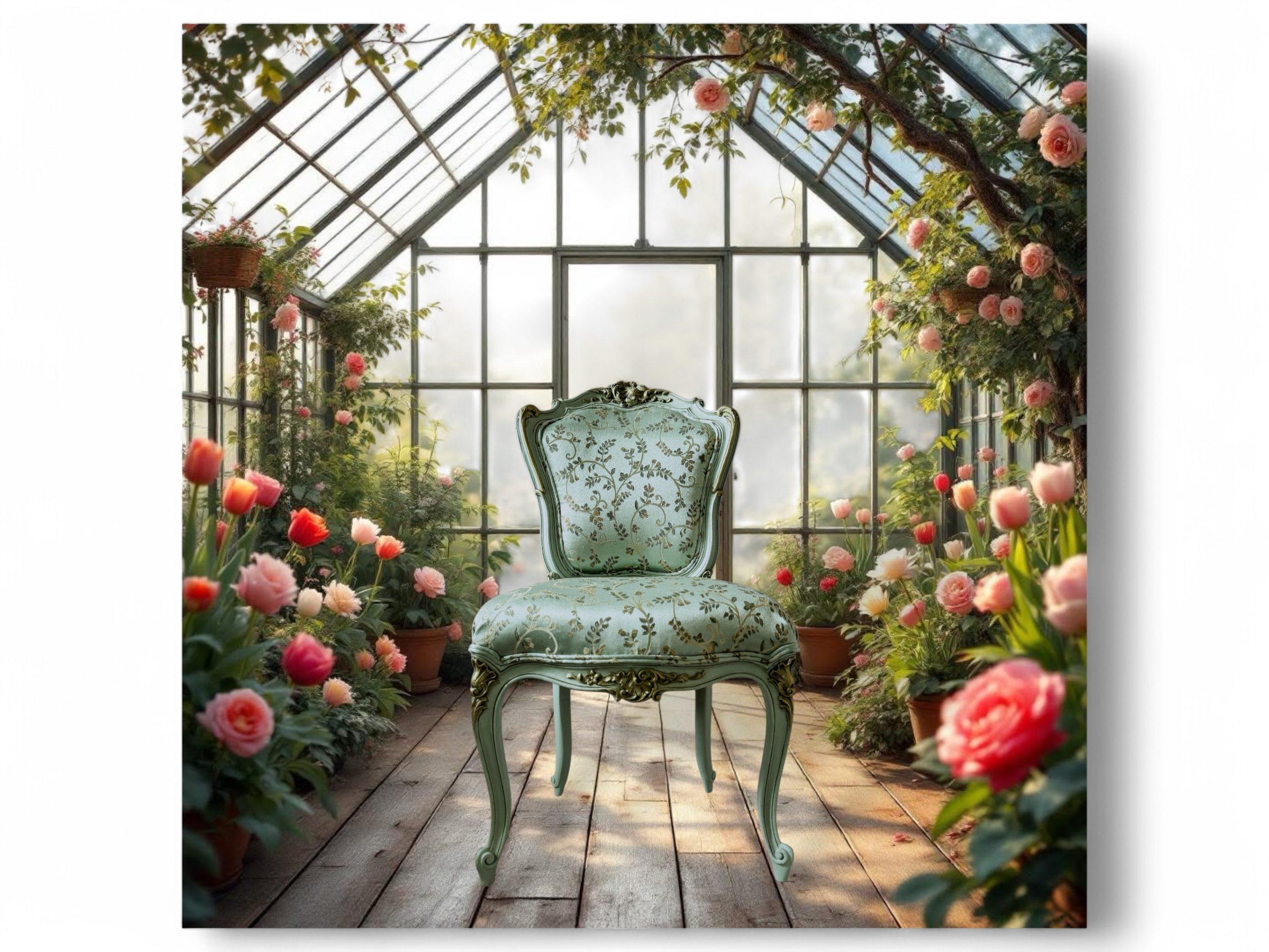 Custom Rococo Accent Chair: Mint Brocade, Gold Leaf Frame - Etsy