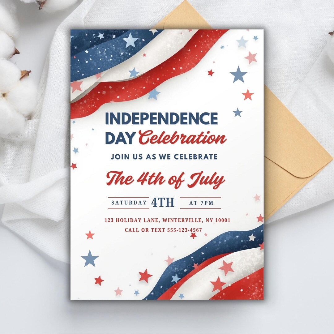 4th of July Invitation Template | Independence Day Party Invite ...