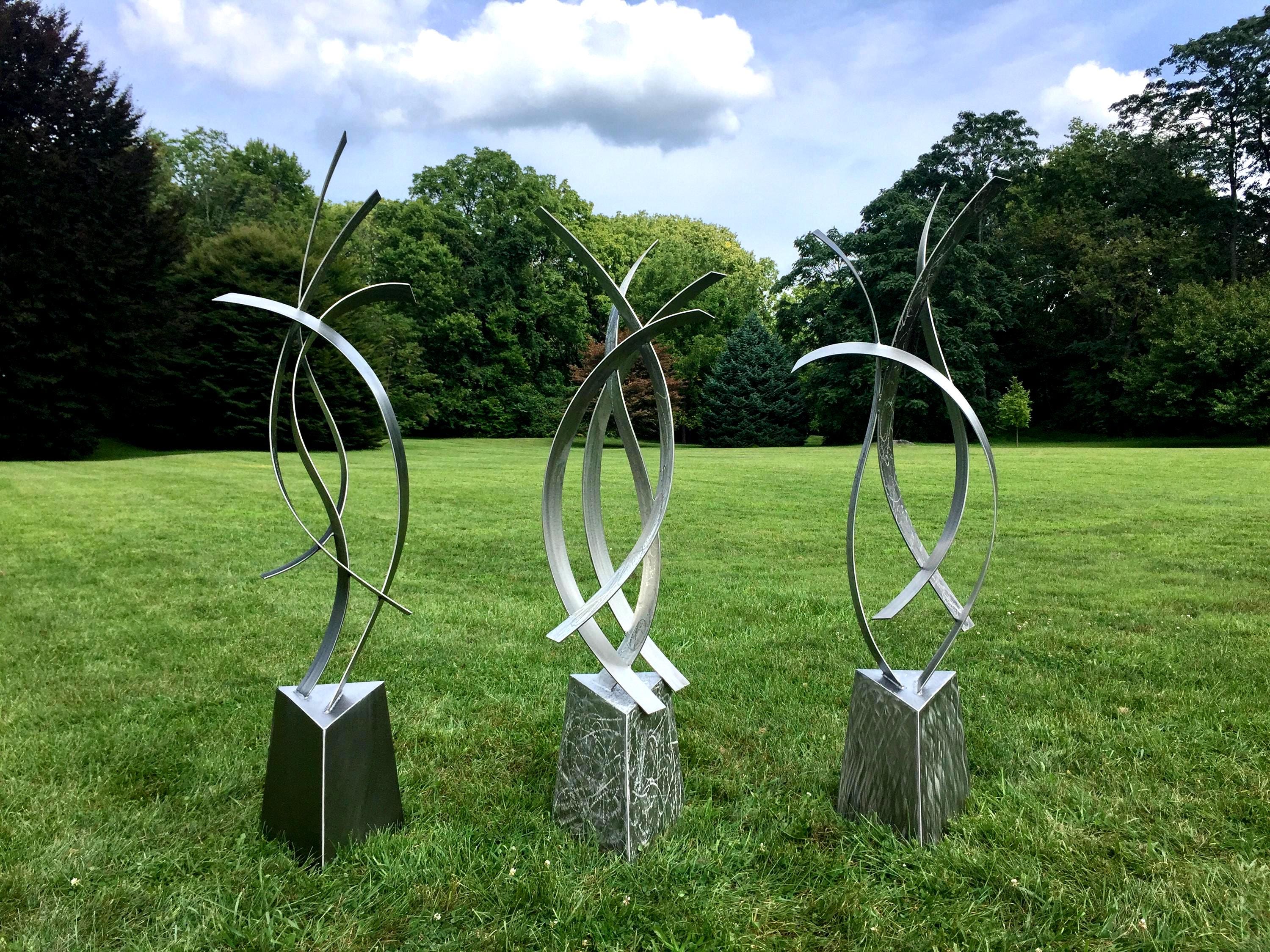 Modern Stainless-steel Garden Sculpture — “centurion”, Abstract Outdoor ...
