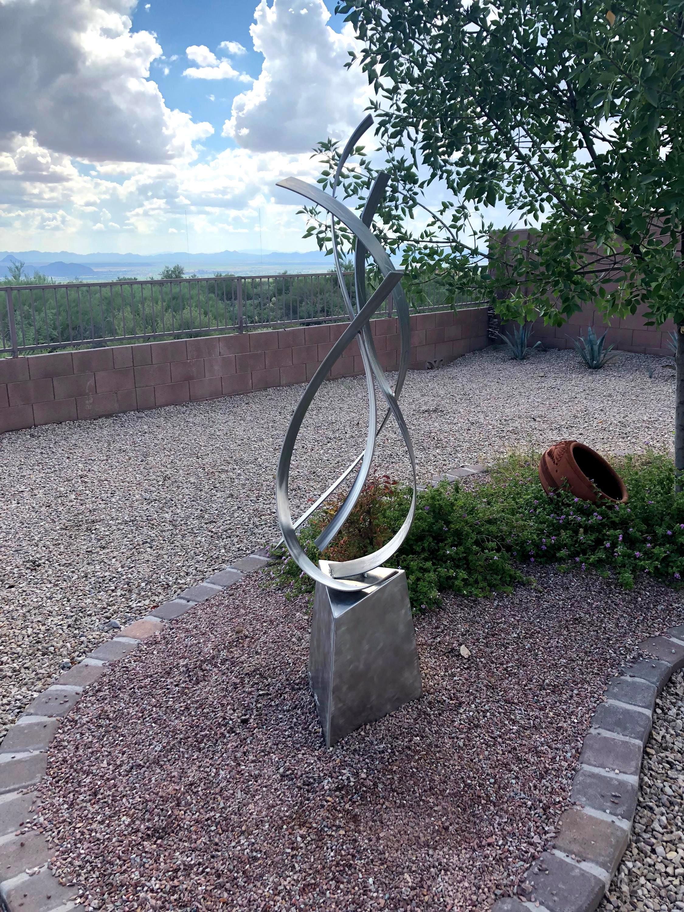Modern Stainless-steel Garden Sculpture — “centurion”, Abstract Outdoor ...