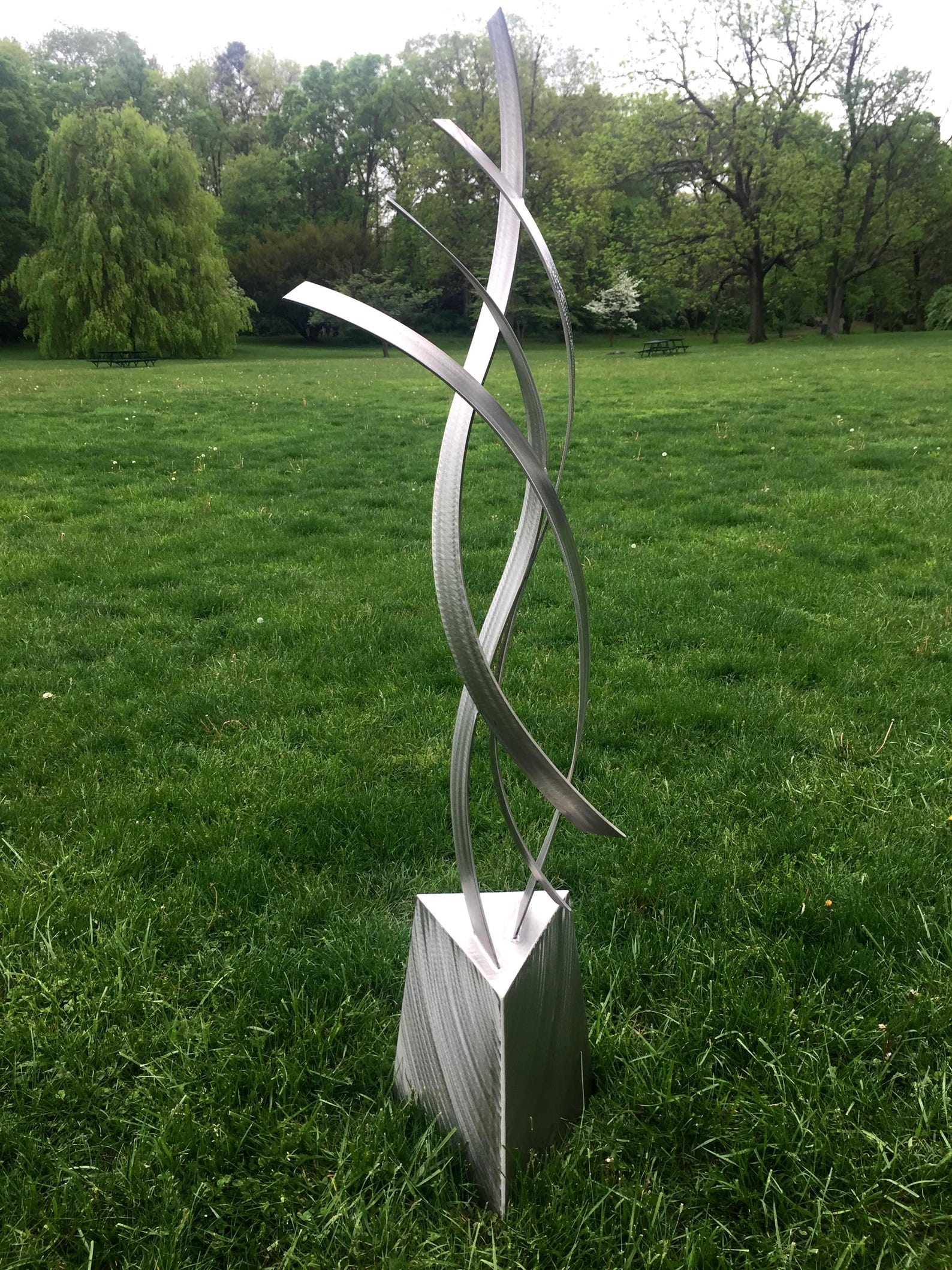 Modern Stainless-steel Garden Sculpture — “centurion”, Abstract Outdoor ...