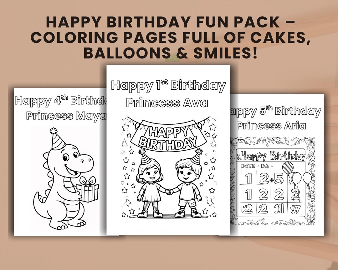 Personalized Birthday Coloring Pages for Kids – Printable Party ...