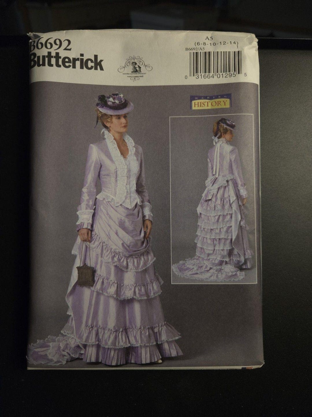 Butterick Sewing Pattern B6692 Victorian 1800s Dress Bustle Ruffle ...