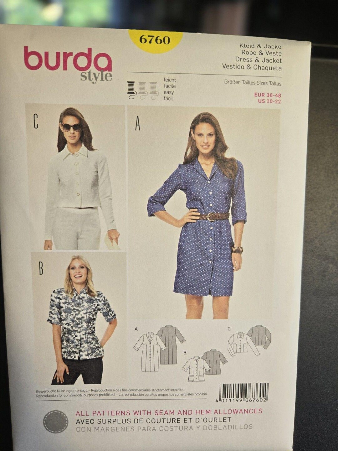 Burda Sewing Pattern 6760 Womens' Shirt-blouse Dresses and Summer ...