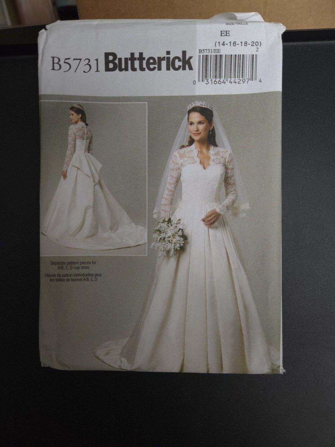 Butterick 5731 Wedding Gown W/train Pattern Princess Kate Style Size 14 ...