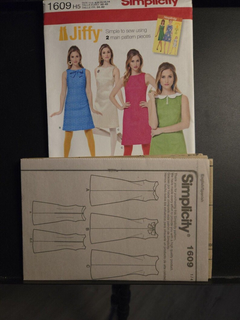Simplicity Sewing Pattern Jiffy Vintage Retro 1960s Dresses S1609 Sz 6 ...
