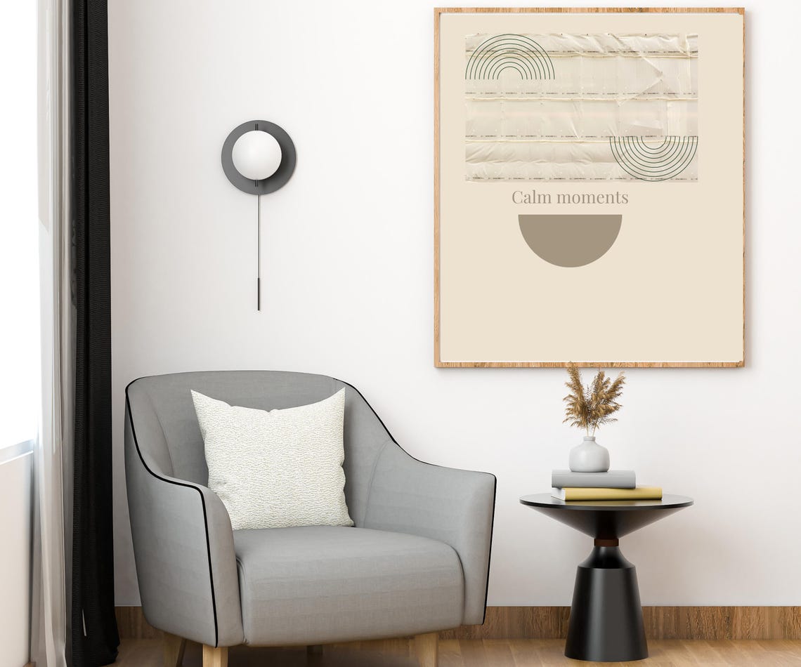 Calm Moments Printable Wall Art, Neutral Boho Decor, Minimalist Beige ...