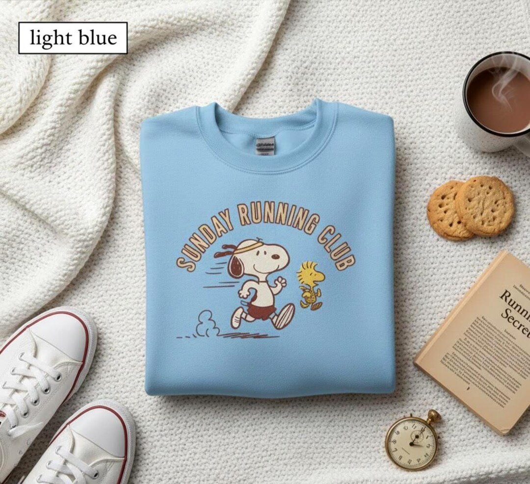 Snoopy Sunday Running Club Sweatshirt, Retro Peanuts Runner Pullover ...
