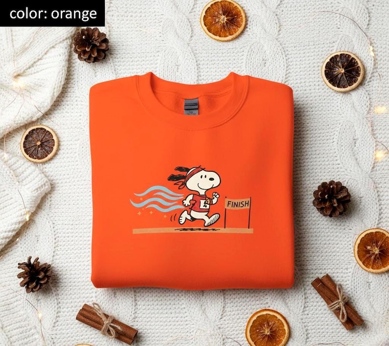 Snoopy Marathon Runner Christmas Sweatshirt, Peanuts Finish Line ...