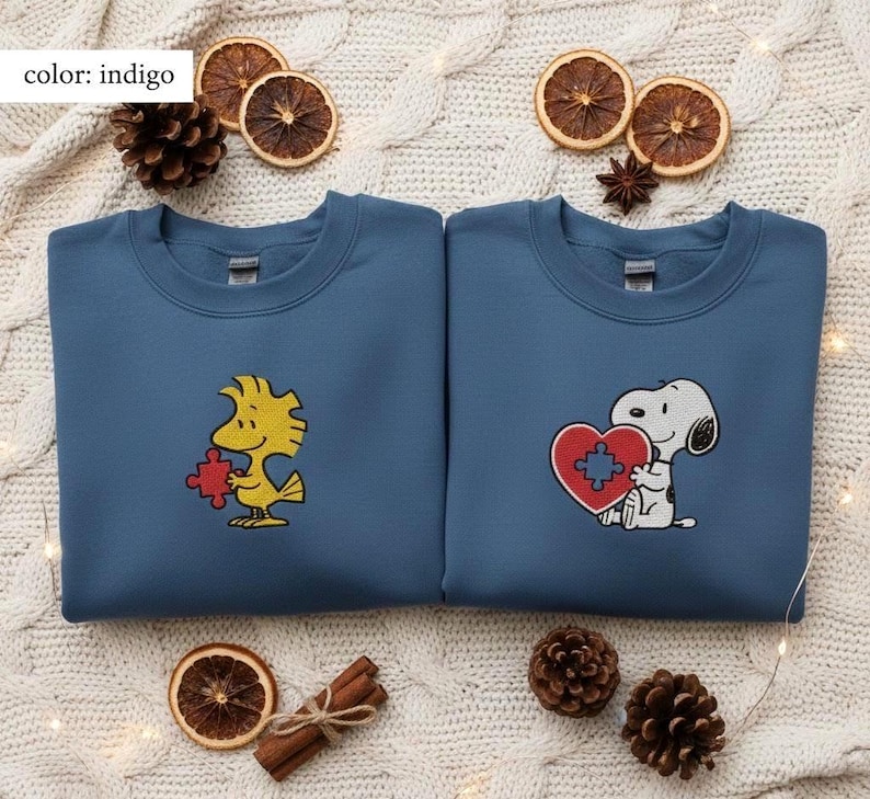 Embroidered Snoopy Matching Couple Sweatshirts, Peanuts Woodstock ...