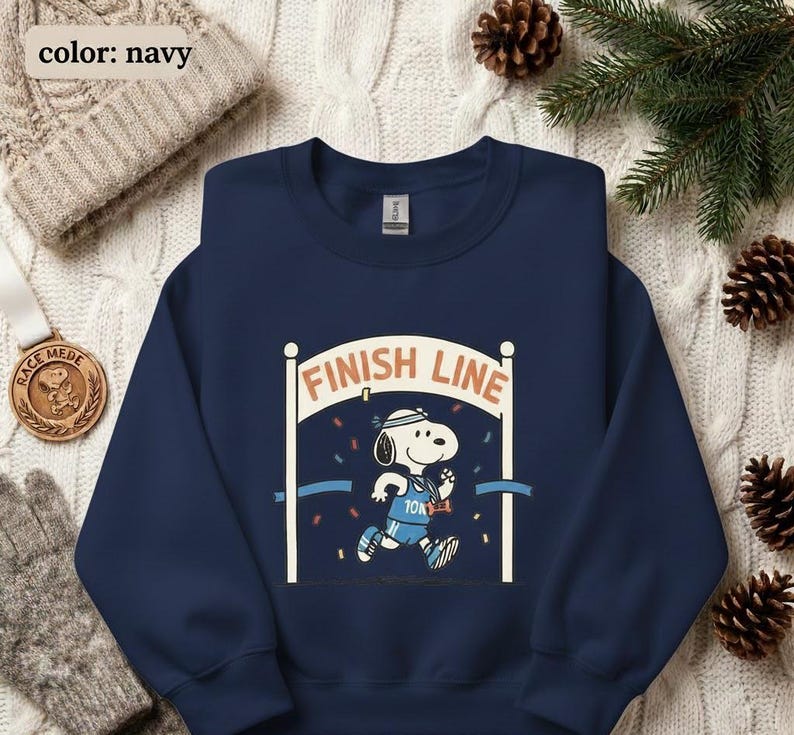 Snoopy Running Sweatshirt, 10k Finisher Gift, Vintage Peanuts Crewneck ...