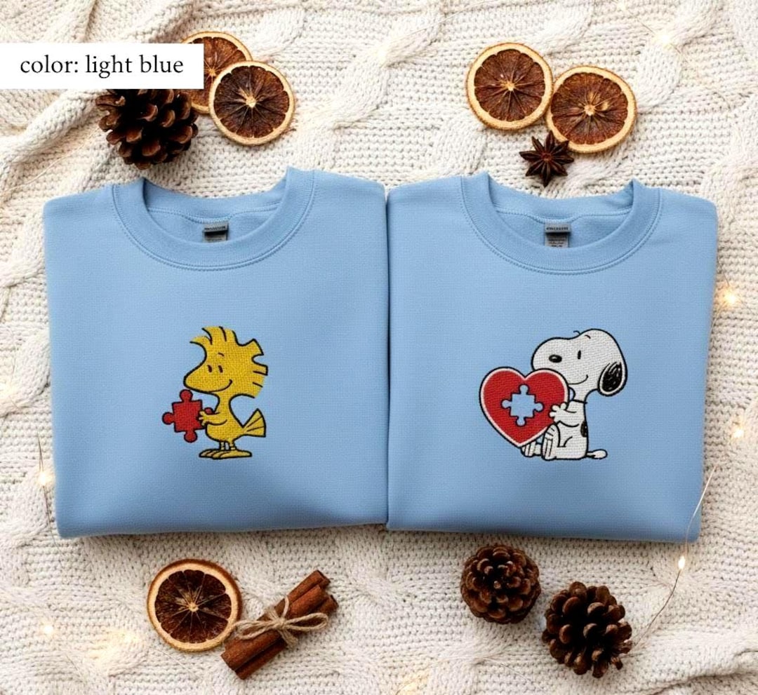 Embroidered Snoopy Matching Couple Sweatshirts, Peanuts Woodstock ...