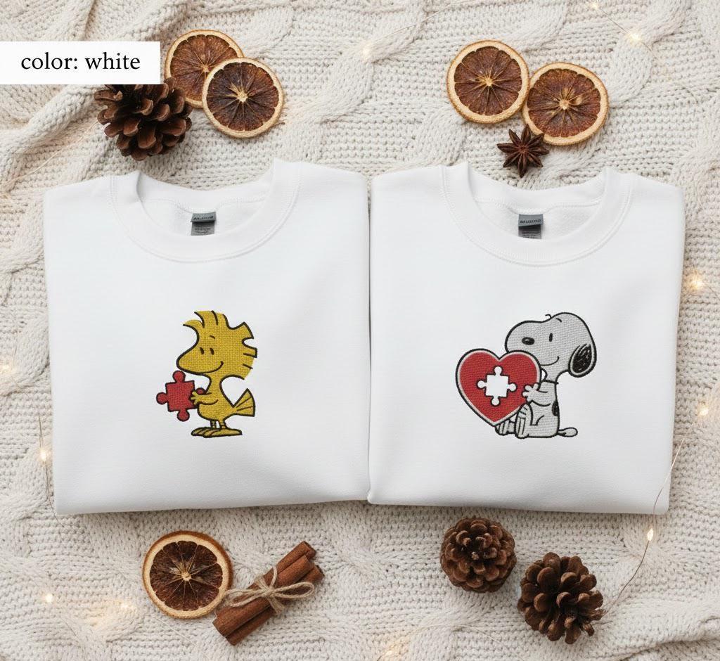 Embroidered Snoopy Matching Couple Sweatshirts, Peanuts Woodstock ...
