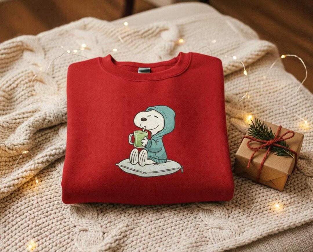 Cozy Snoopy Sweatshirt, Snoopy Drinking Matcha Shirt, Peanuts Crewneck ...