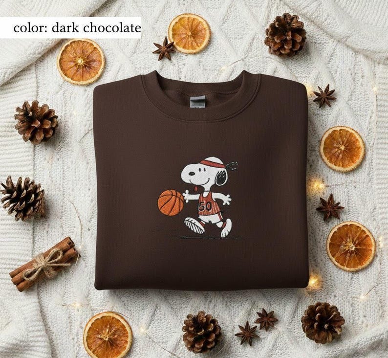 Embroidered Snoopy Basketball Sweatshirt, Vintage Peanuts Crewneck ...