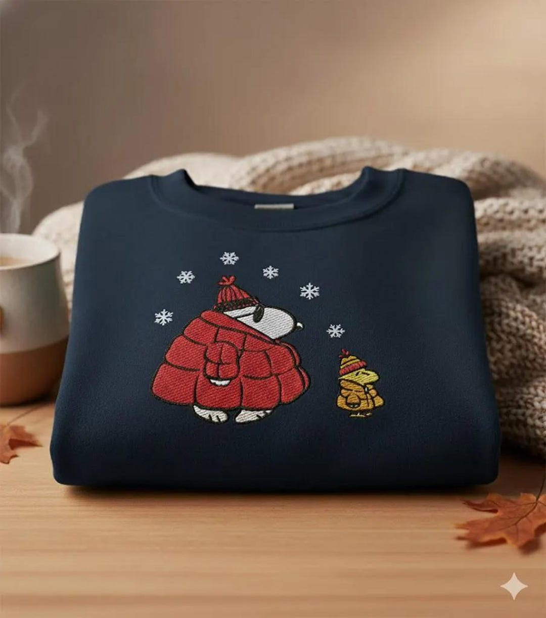 Embroidered Snoopy & Woodstock Puffer Sweatshirt, Valentines Day Gift ...