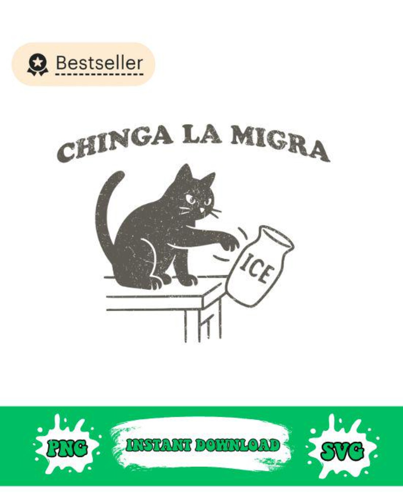 Chinga La Migra Pro Immigration Human Rights Abolish Ice Cat Png - Etsy