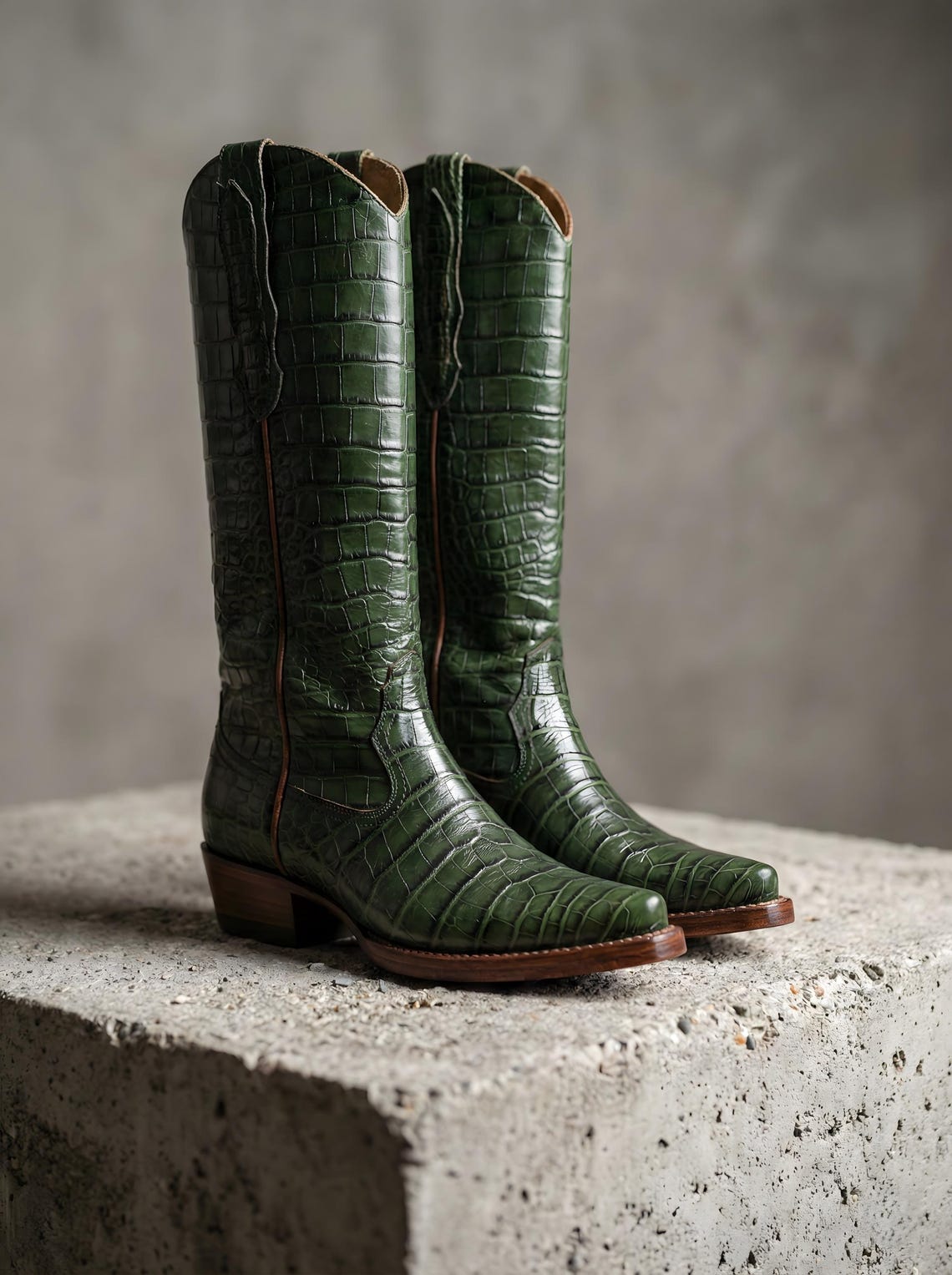 Personalized Handmade Green Python Leather Cowboy Boots • Custom Name ...