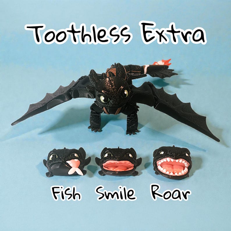 Toothless & Light Fury Dragon Family – 3D Printed Articulated Figures ...
