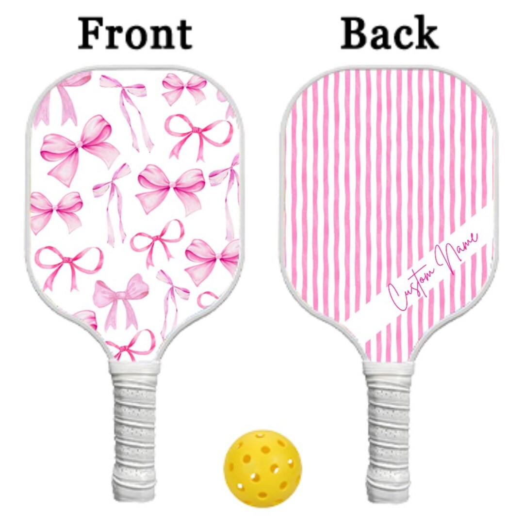 Pink Bow and Stripe Custom Pickleball Paddle - Etsy
