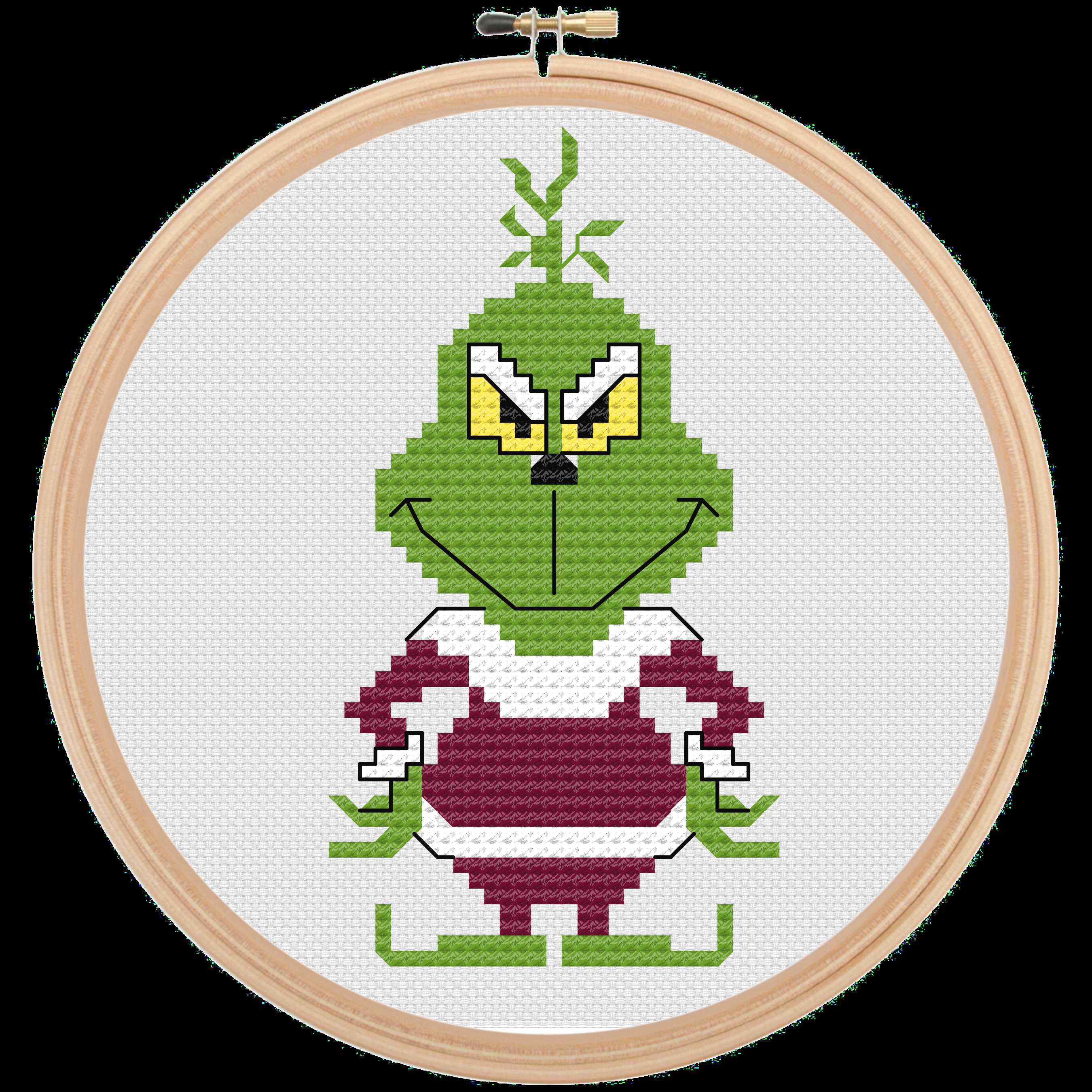 Super Easy Grinch Christmas Cross Stitch Pattern for Ornaments (instant ...