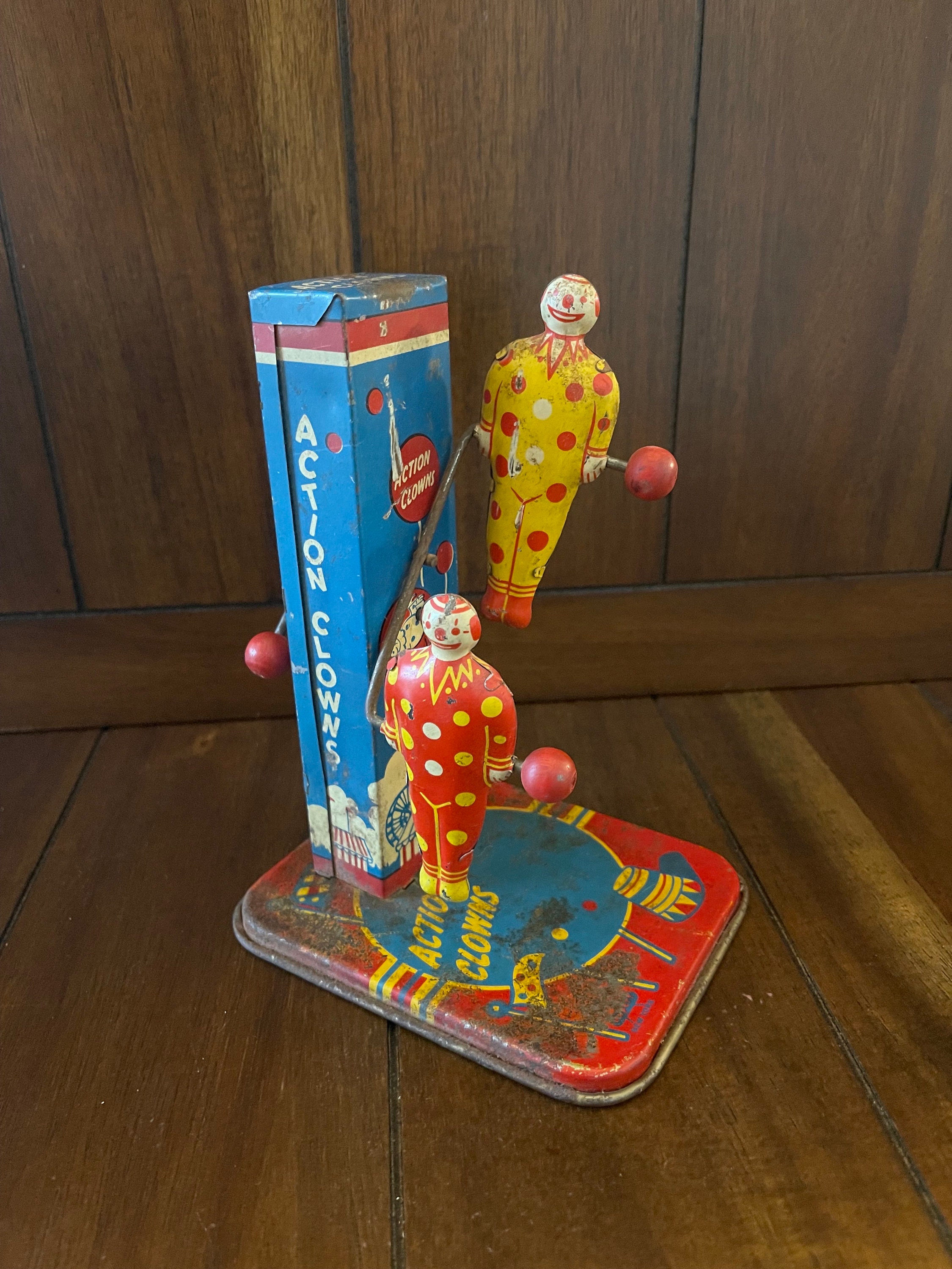 Vintage Tin Litho Action Clowns Toy Mechanical Flipping Clowns - Etsy