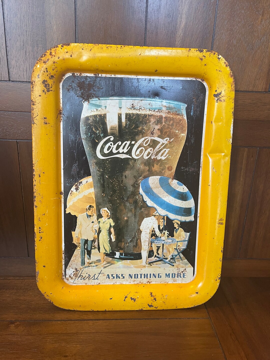 Vintage Coca Cola Serving Tray: Man Cave Bar Decor (17.5" X 13") - Etsy