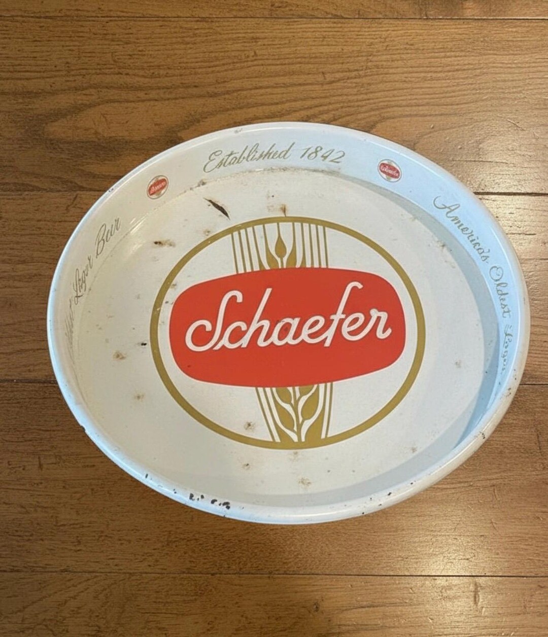 Vintage Schaefer Beer Bar Tray – Metal Barware – Rustic Man Cave Decor ...