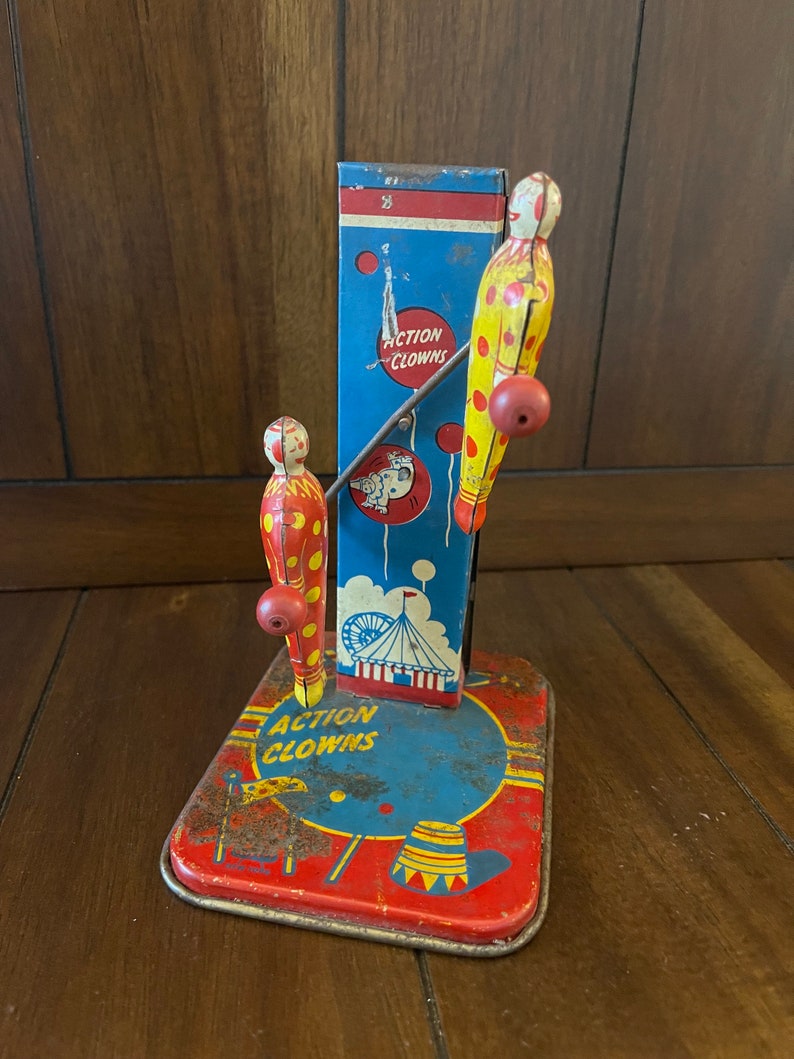 Vintage Tin Litho Action Clowns Toy Mechanical Flipping Clowns - Etsy