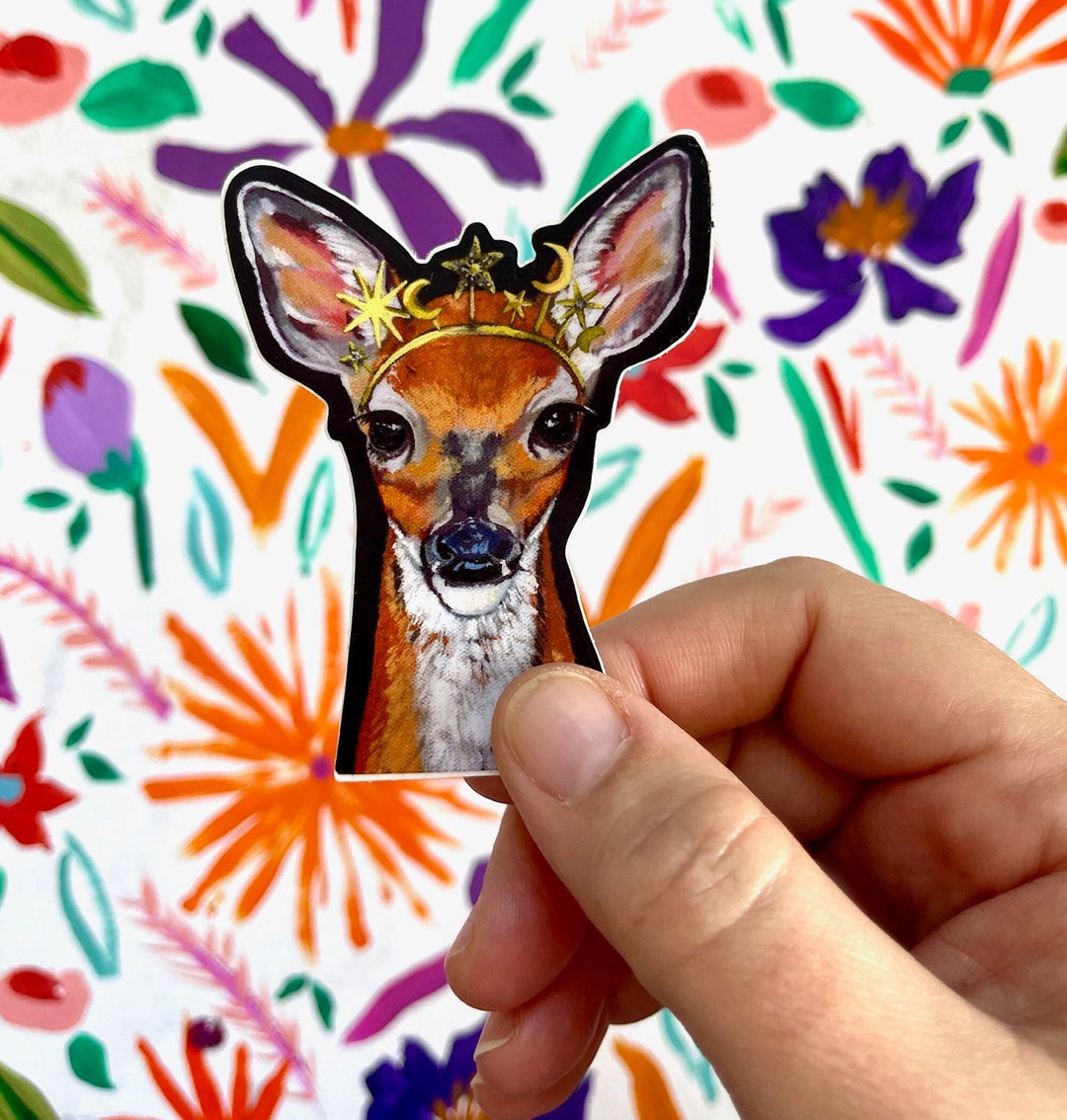 Celestial Deer Sticker, Doe Sticker, Deer Art, Animal Sticker, Pretty ...