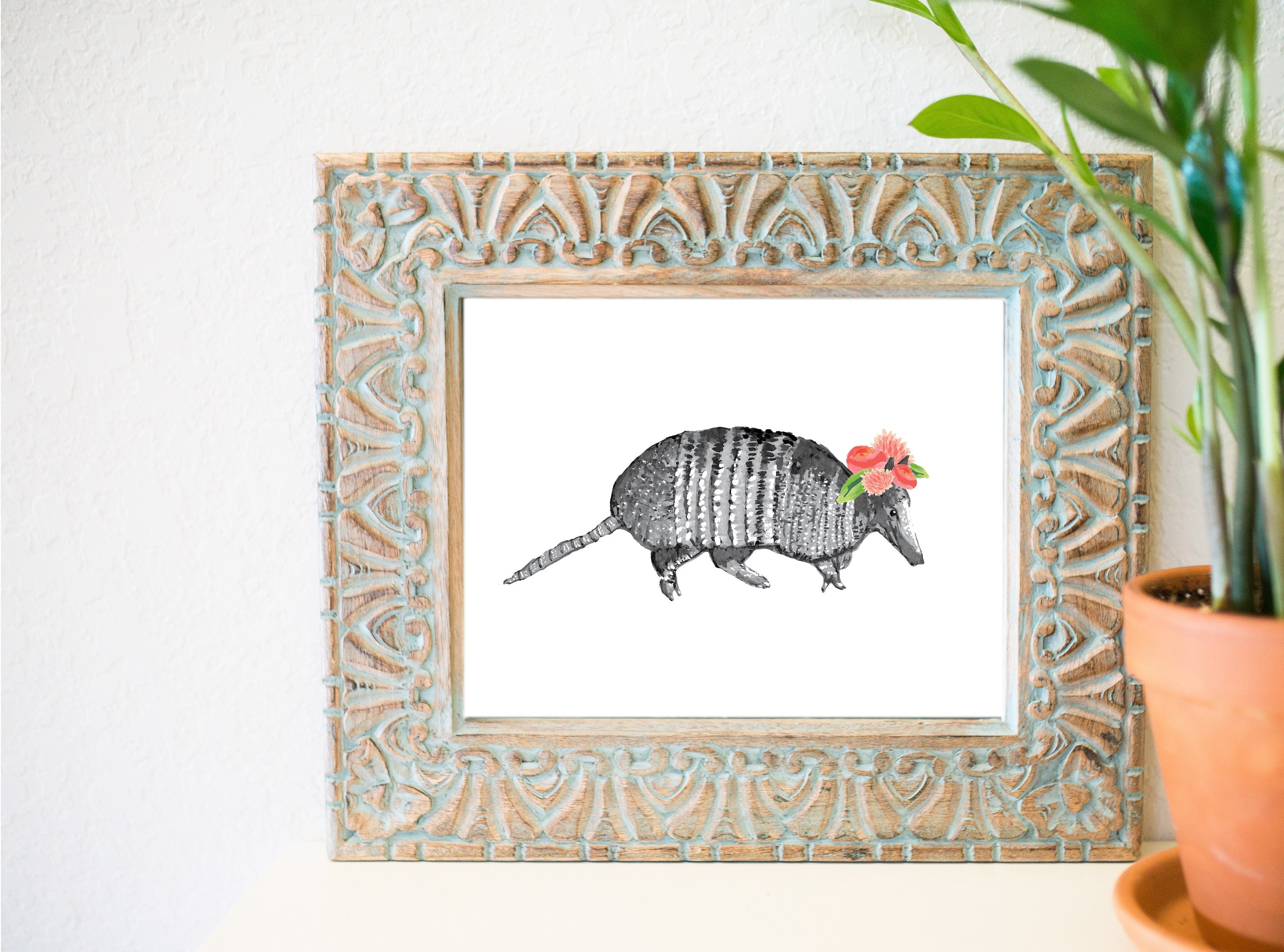 Armadillo painting Armadillo Art Print Southwest Art Decor | Etsy