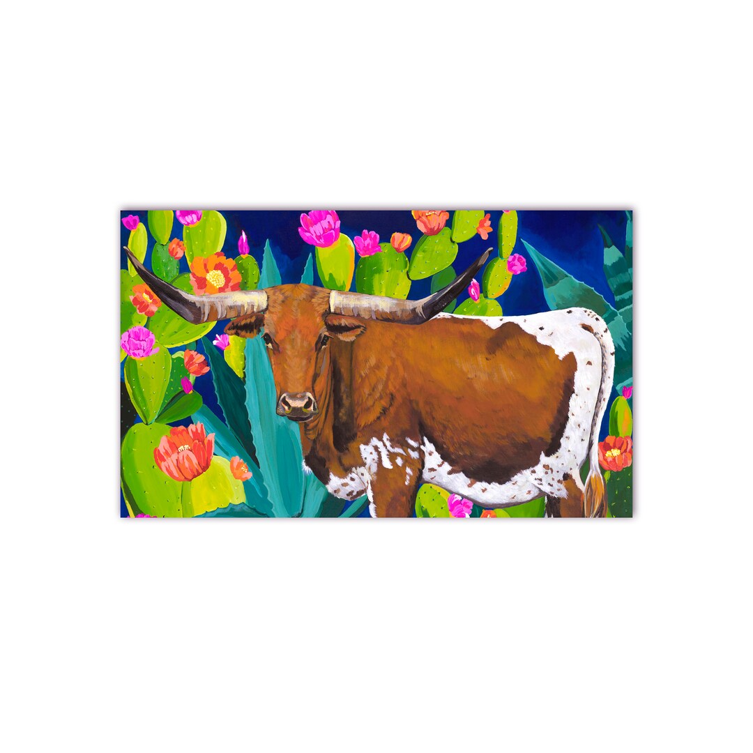 Texas Longhorn Sticker, Longhorn and Cactus, Vinyl Sticker, Stocking ...