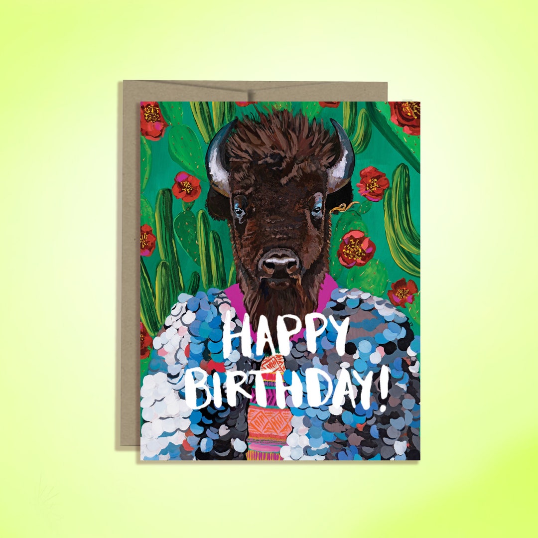Boho Buffalo Birthday Card - Fabulous Buffalo - Funny Birthday Card - Etsy
