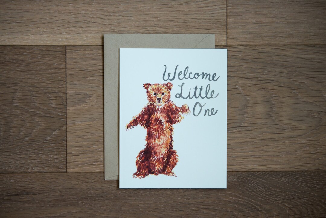 New Baby Card - Welcome Little One - Baby Bear - Baby Boy - Baby Girl ...