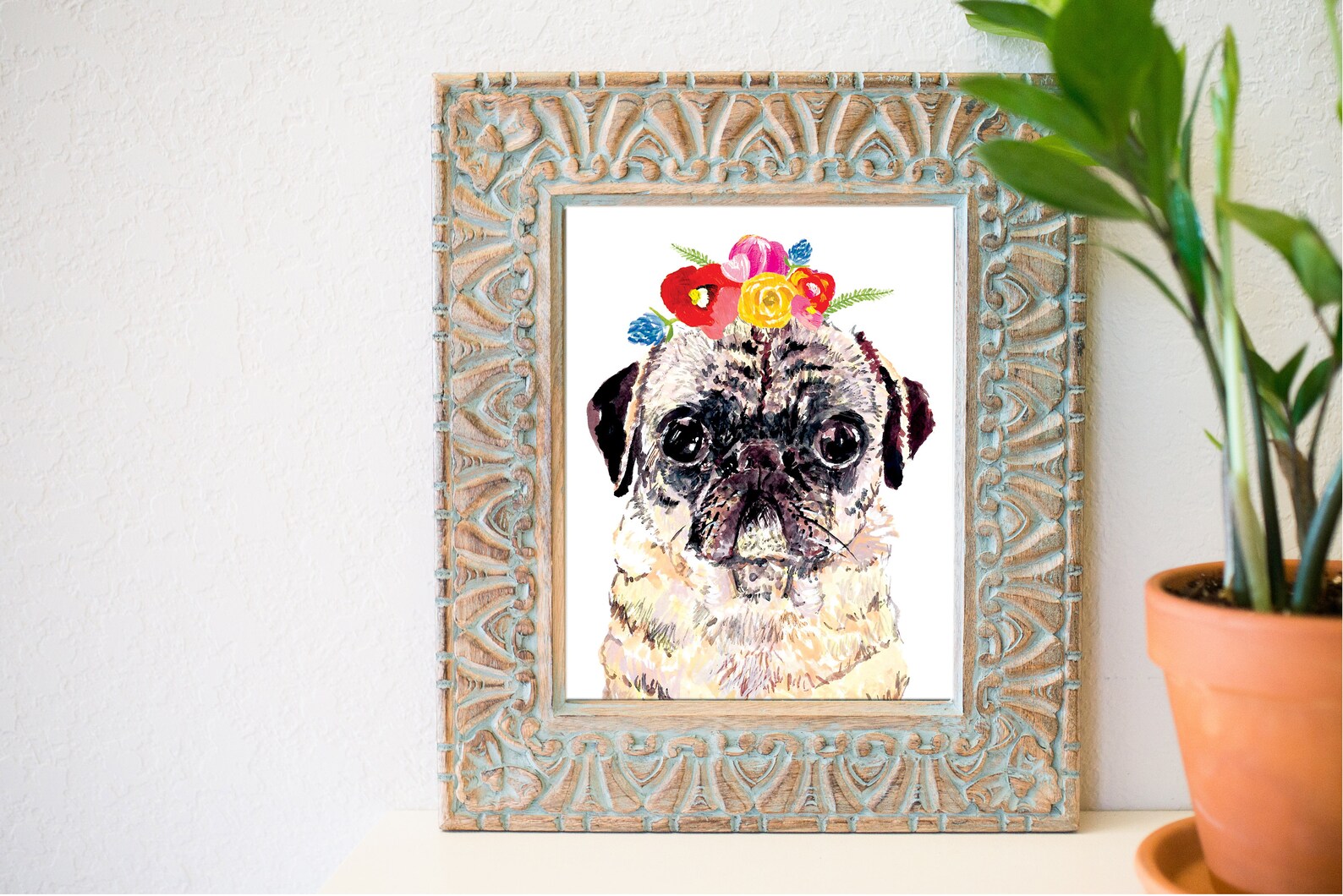 Pug Art Print Pug Art Pug Painting Pug Picture Pug Gifts - Etsy
