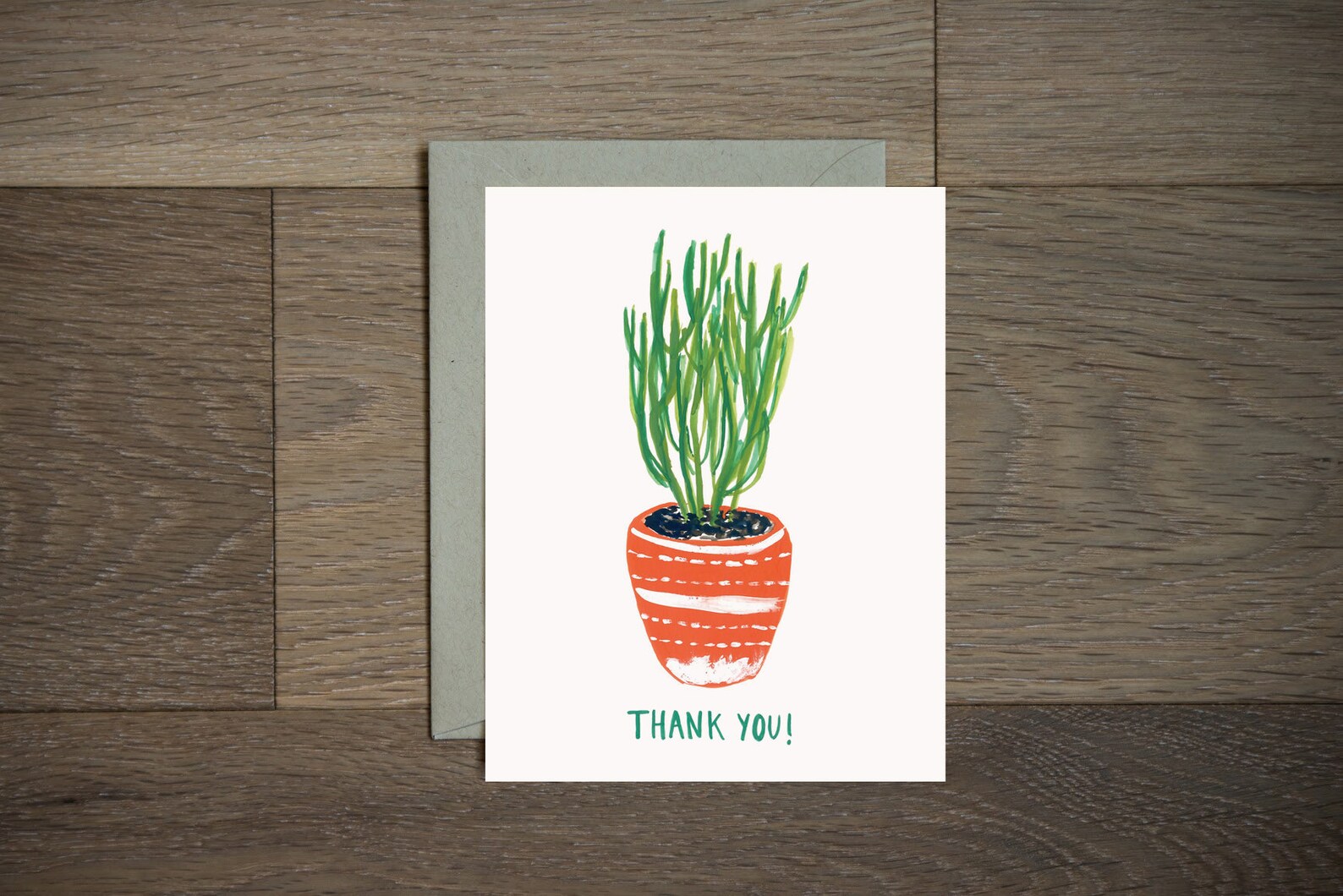 Thank You Cactus Card Botanical Hand Painted Succulent - Etsy