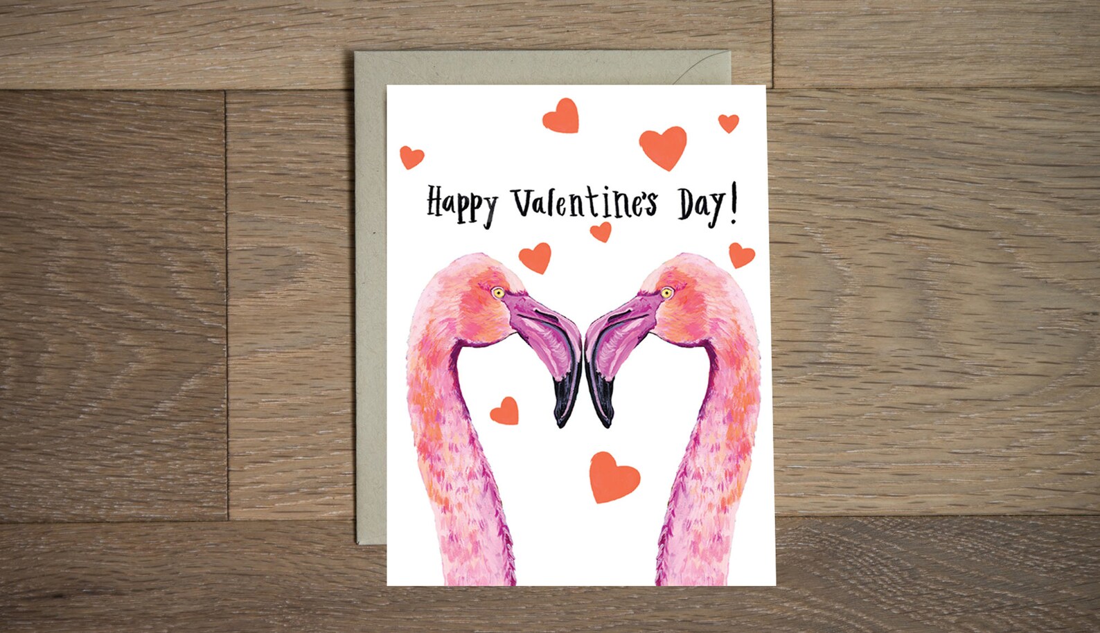 Pretty Flamingo Valentines Card Pink and Red Card Hearts - Etsy
