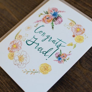 Graduation Card - Congrats Grad - Floral - Lettering - Congratulations ...